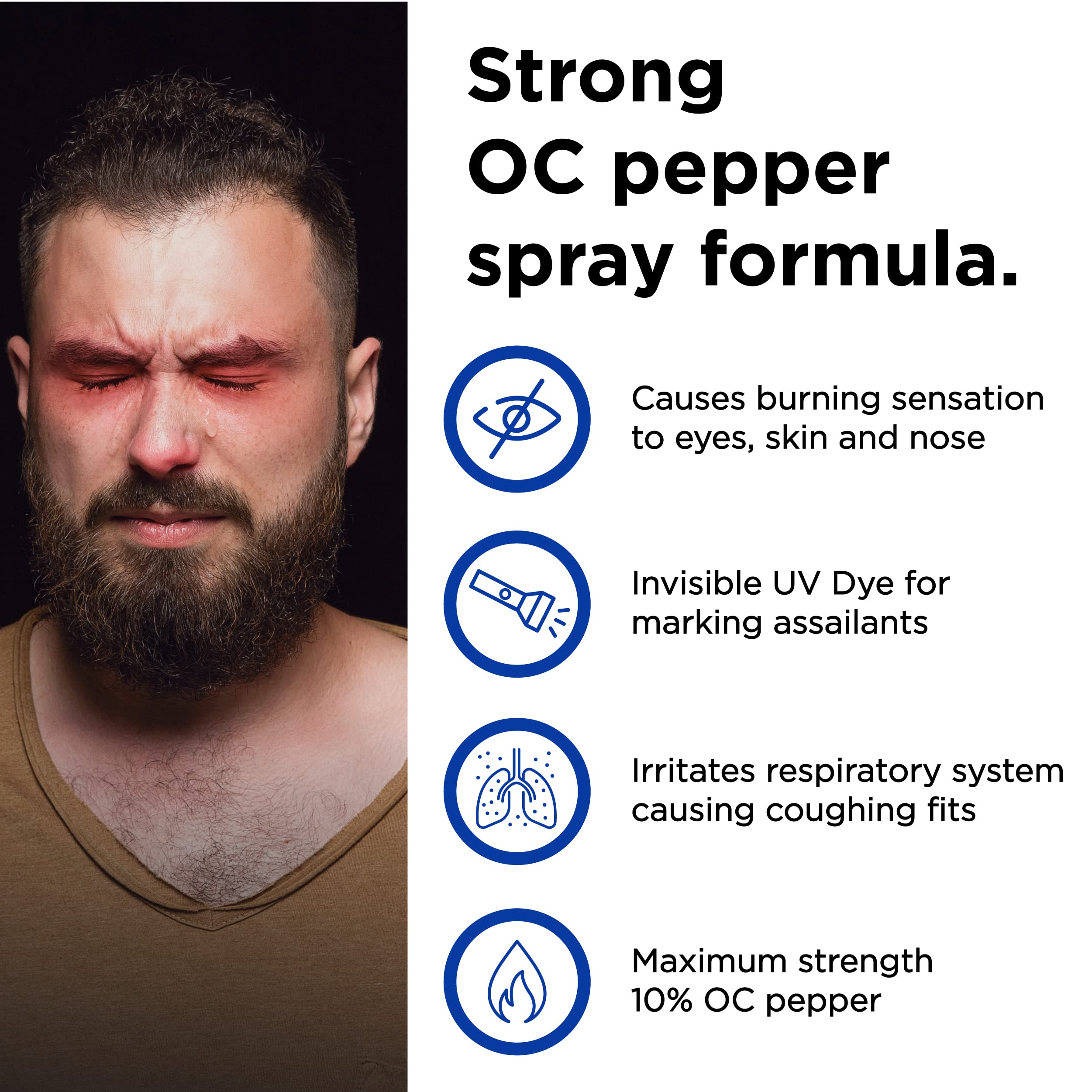 Mace Brand Personal Pepper Spray (4 Pack), Accurate 10β Powerful Pepper Spray with Flip Top Safety Cap, Leaves UV Dye on Skin, Great for Self Defense, Black