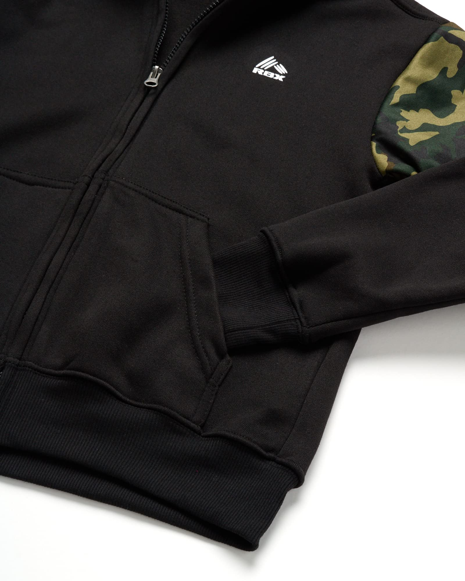 RBX Boys’ Sweatsuit Set – 2 Piece Fleece Hoodie Sweatshirt and Jogger Sweatpants (8-12), Size 12, Black Camo