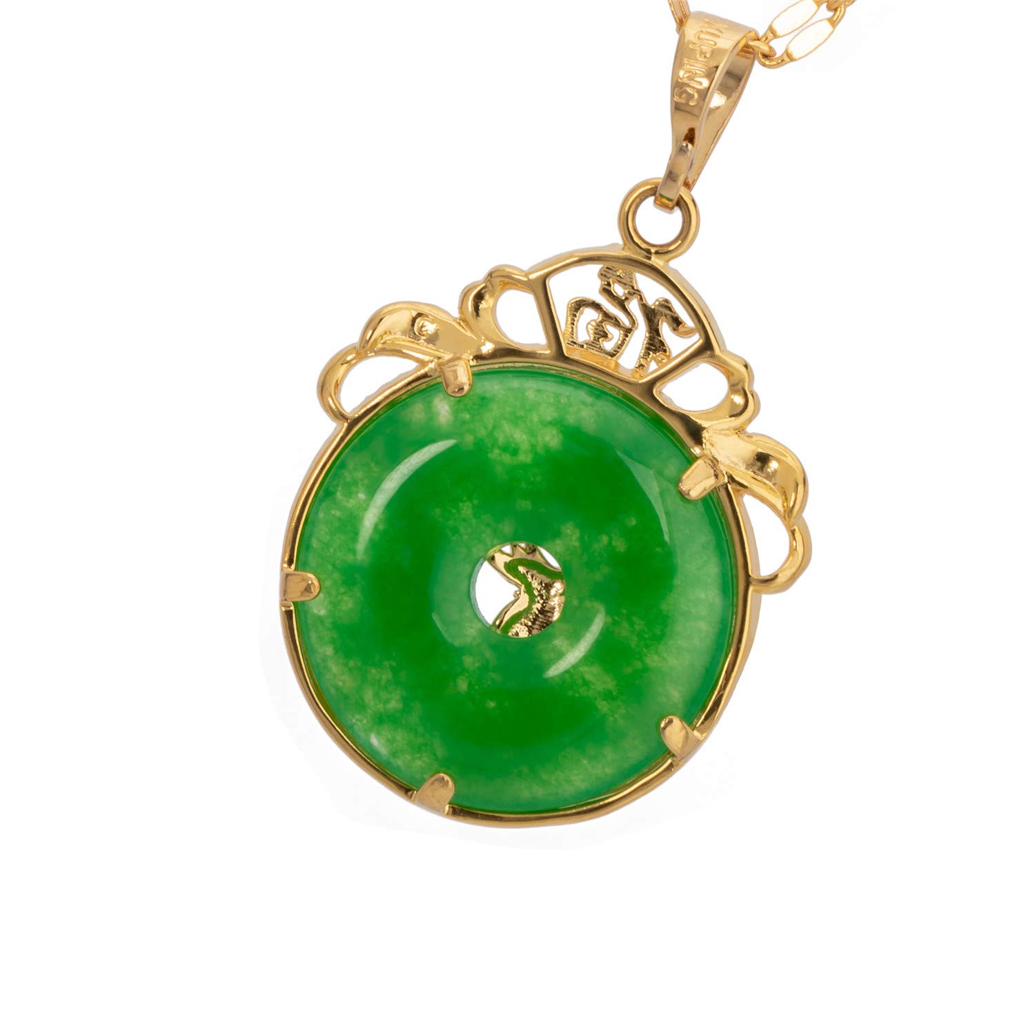 MCSAYS Dragon Necklace Gold Chinese Tibet Grade A+ Green Agate Dragon Pendant Necklace Gift For Christmas Women
