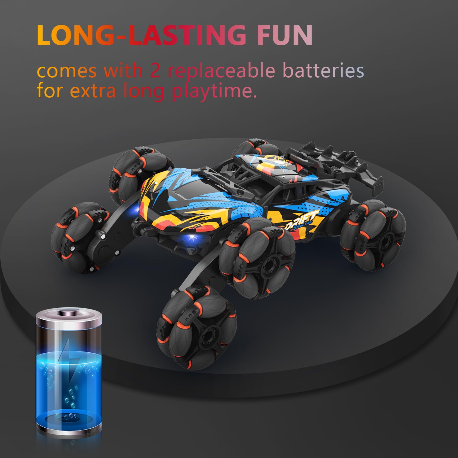 MOFOKEAY RC Cars 6WD Drift Stunt,Remote Control Car for Boys Age 6-12,360° Rotating Spray Car for Xmas Gifts