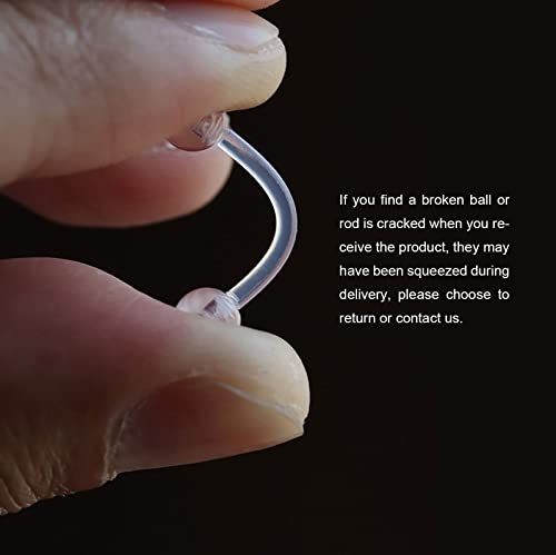 PiercingArt 36pcs Clear Piercing Retainers Bioflex Plastic Jewelry for Nipple Tongue Nose Septum Eyebrow Belly Earrings Tragus Helix Cartilage Industrial Lip Labret Rings Studs For Surgery Mri