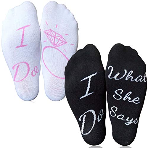 Monkey Stix Wedding Gift Socks Bride Dress Bachelorette Gifts, Novelty Wedding Accessories Groom Gift Bridal Shower Newlyweds Engagement Party 2 Pairs Mr. Mrs.
