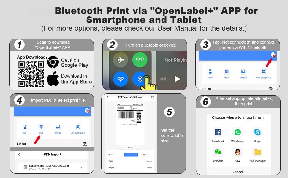 Moelectro Bluetooth Thermal Shipping Label Printer, 2023 New Upgraded 4x6 Wireless Printer, Compatible with Android & iPhone and Windows, Mac OS, Widely Used for Ebay, Shopify, Etsy, USPS