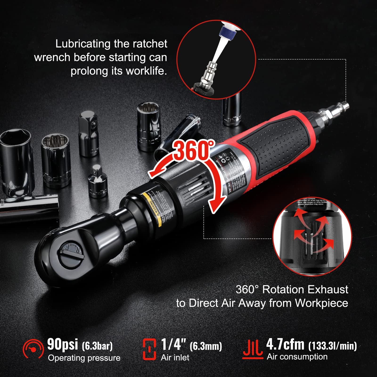 WORKPRO 1/2" Drive Air Impact Wrench 3/8" Air Ratchet Wrench