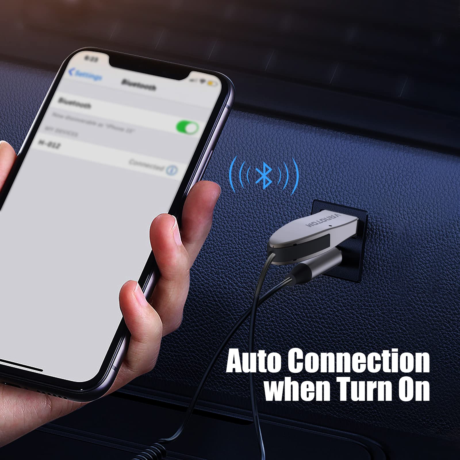 VANOTOM Aux to Bluetooth 5.0 Receiver 3.5mm Bluetooth Adapter with Microphone for Music Streaming and Hands-Free Calling for Car Stereo and Home Speakers