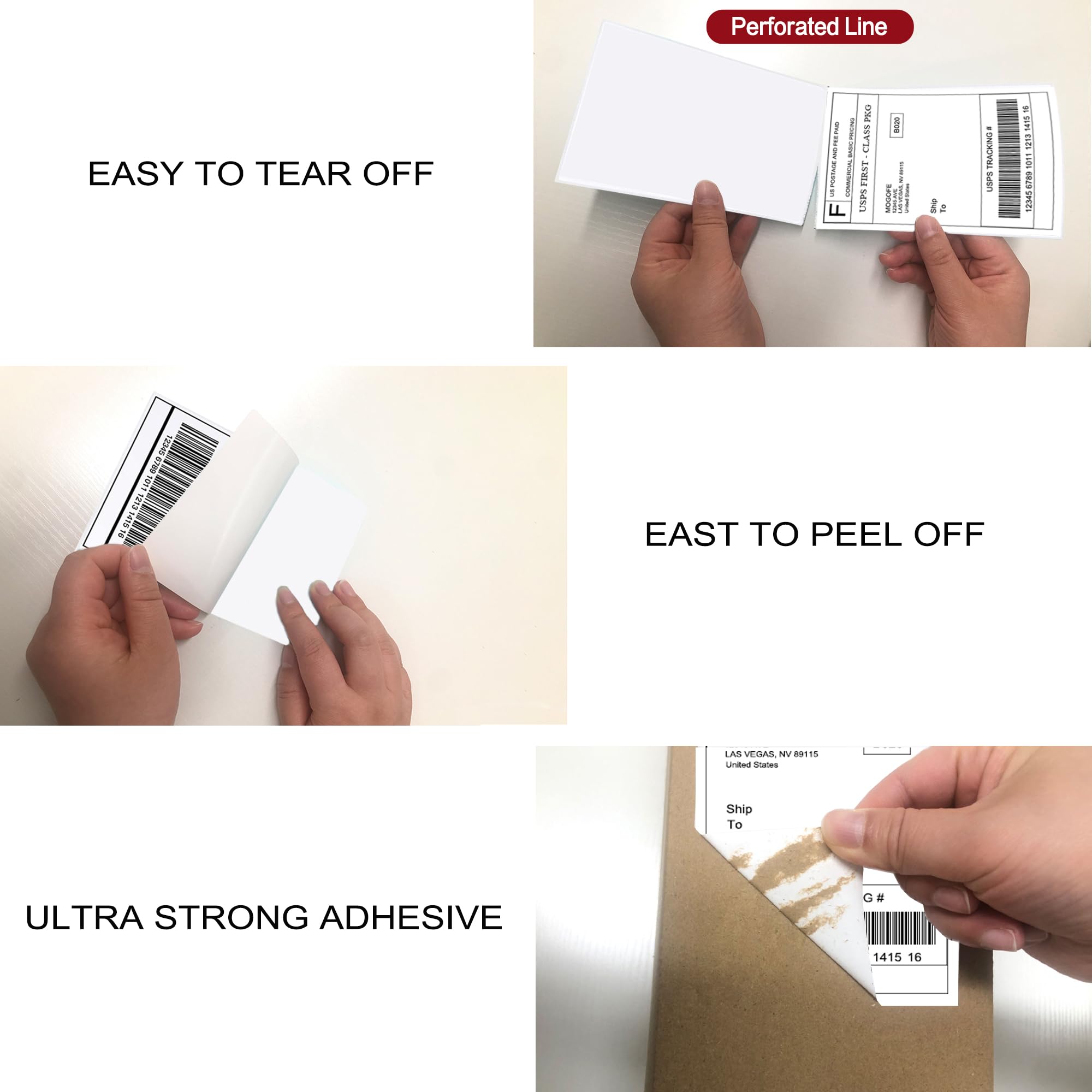 MOGOFE Thermal Direct Shipping Labels Pack of 500 4x6 Fanfold Labels - Commercial Grade, Compatible with Rollo, Zebra, iDRPT, Polono, MUNBYN Thermal Label Printer