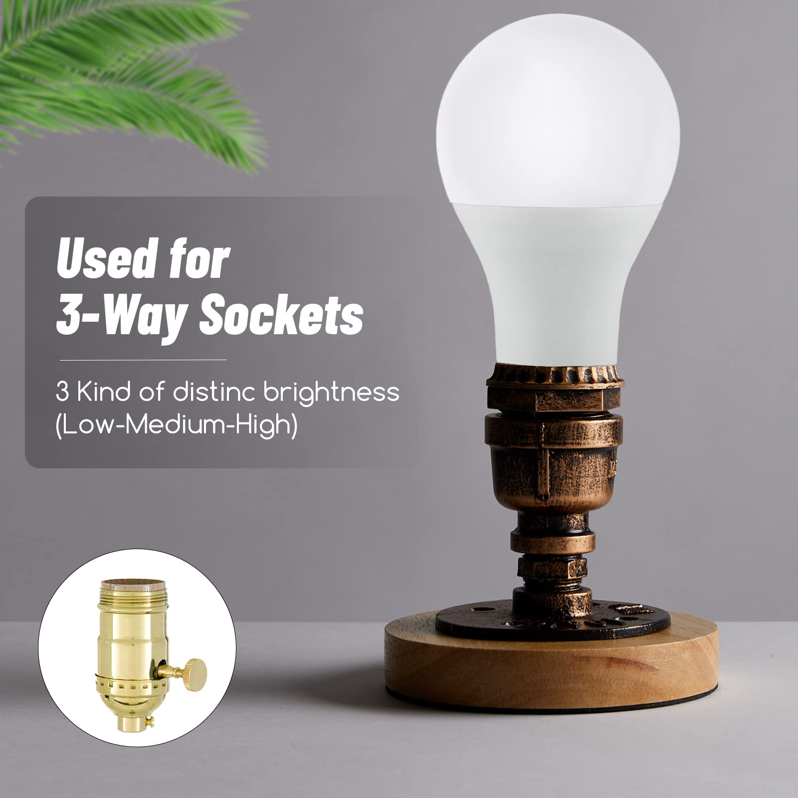 M MayJazz 3 Way LED Light Bulbs 50 100 150 Watt Equivalent,A21 Three Way Light Bulbs 5000K Dayligt White,6-14-20W,E26 Medium Base,2 Pack