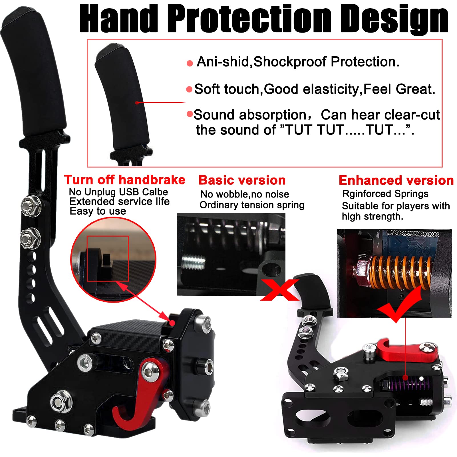 Obokidlyamor 64Bit PC USB Handbrake For 2 IN 1 Compatible with PS4/PS5 Console Controller and PC system; Work on For Logitech G29 Racing Steering wheel (With Clamp, Black)