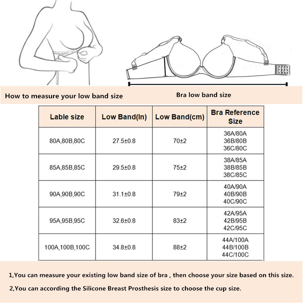 Mastectomy Bra for Women with Pockets for Prosthesis Mastectomy Silicone Breast Prosthesis Women (38/85C, beige)