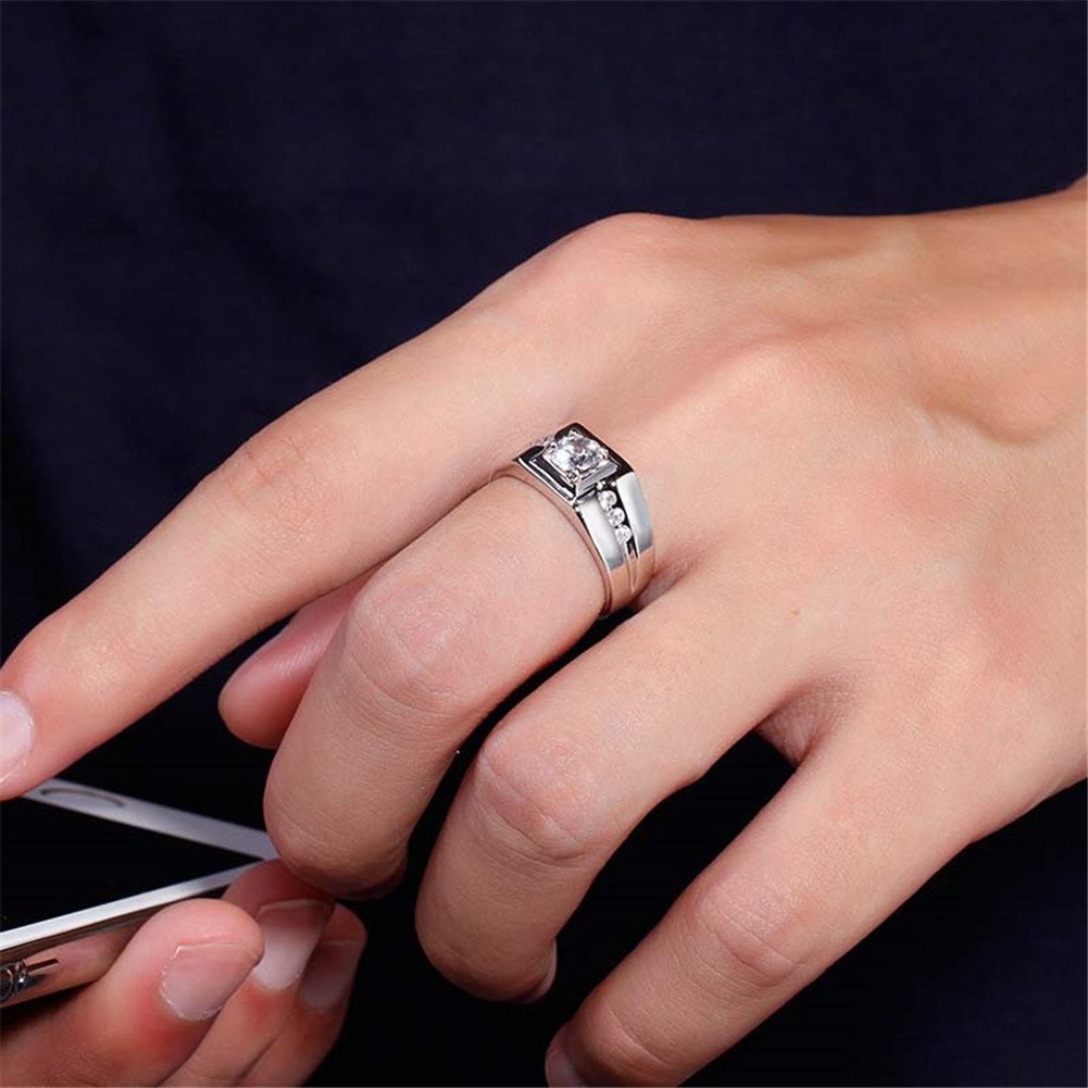 LOVERSRING Couple Ring Bridal Sets His Hers 10k White Gold Plated White AAA Cz Wedding Engagement Ring Band Set