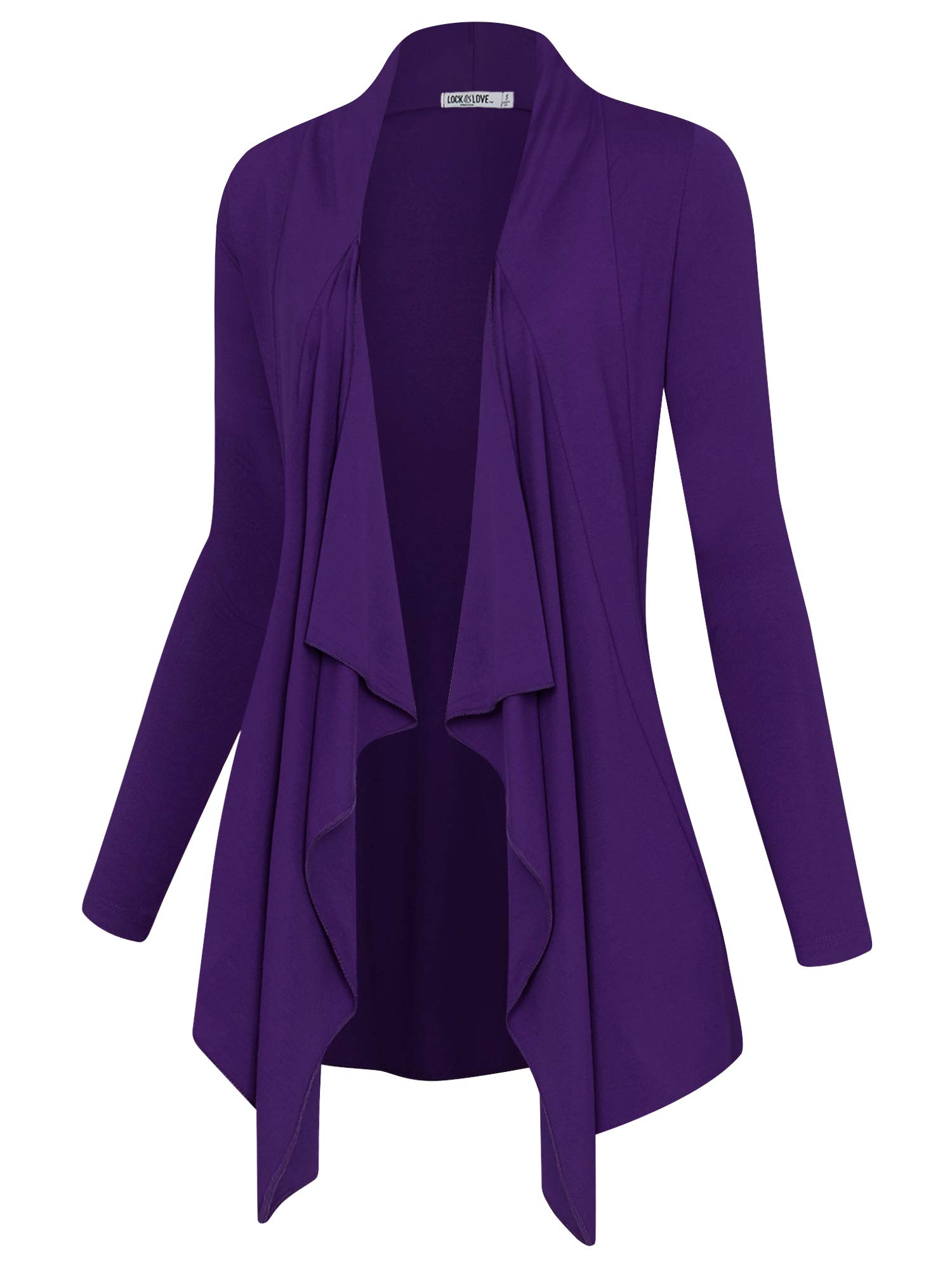 LL Women's Drape Front Open Cardigan Long Sleeve Irregular Hem S-5XL Plus Size XXXXL DARK_PURPLE