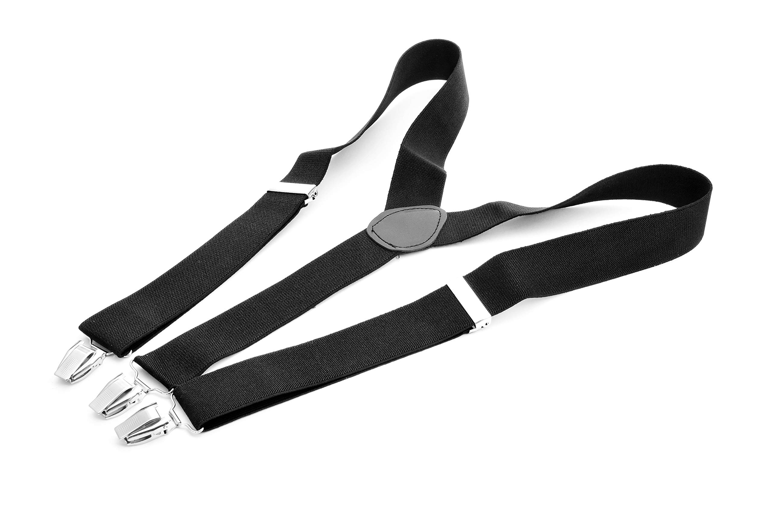 NAVISIMA Adjustable Elastic Y Back Style Suspender With Strong Metal Clips, Black (1 PK)