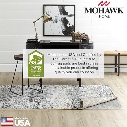 Mohawk Home 6' x 9' Non Slip Rug Pad Gripper 1/4 Thick Dual Surface Felt + Rubber Gripper - Safe for All Floors, Synthetic Fiber, Brown