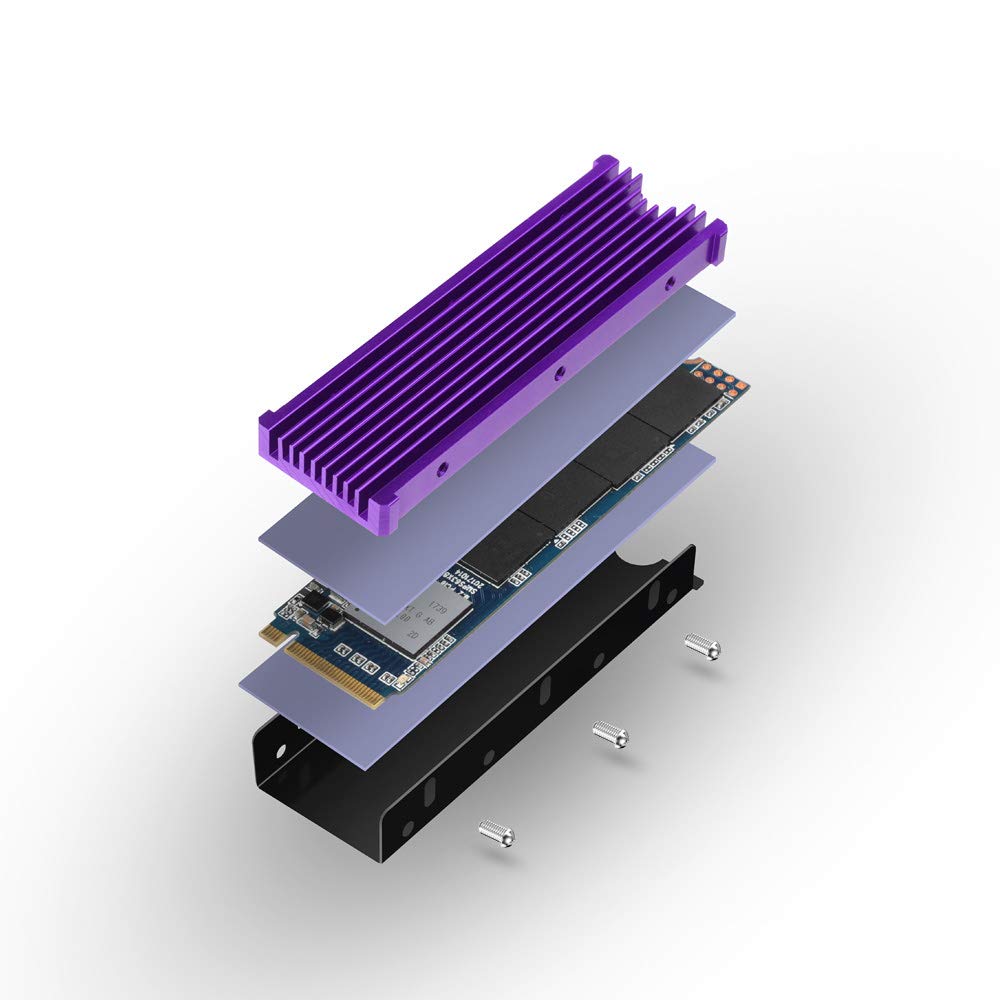 NVMe Heatsinks for M.2 2280mm SSD Double-Sided Cooling Design（Purple）