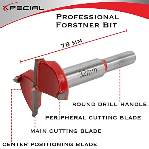 XPECIAL Forstner Bit Set 17 Pcs, 15-40mm Carbide Tipped Drill Bit Set, Wood Working Drilling Bits Sets, Red Anti-Rust and Anti-Corrosion Spray Paint Process