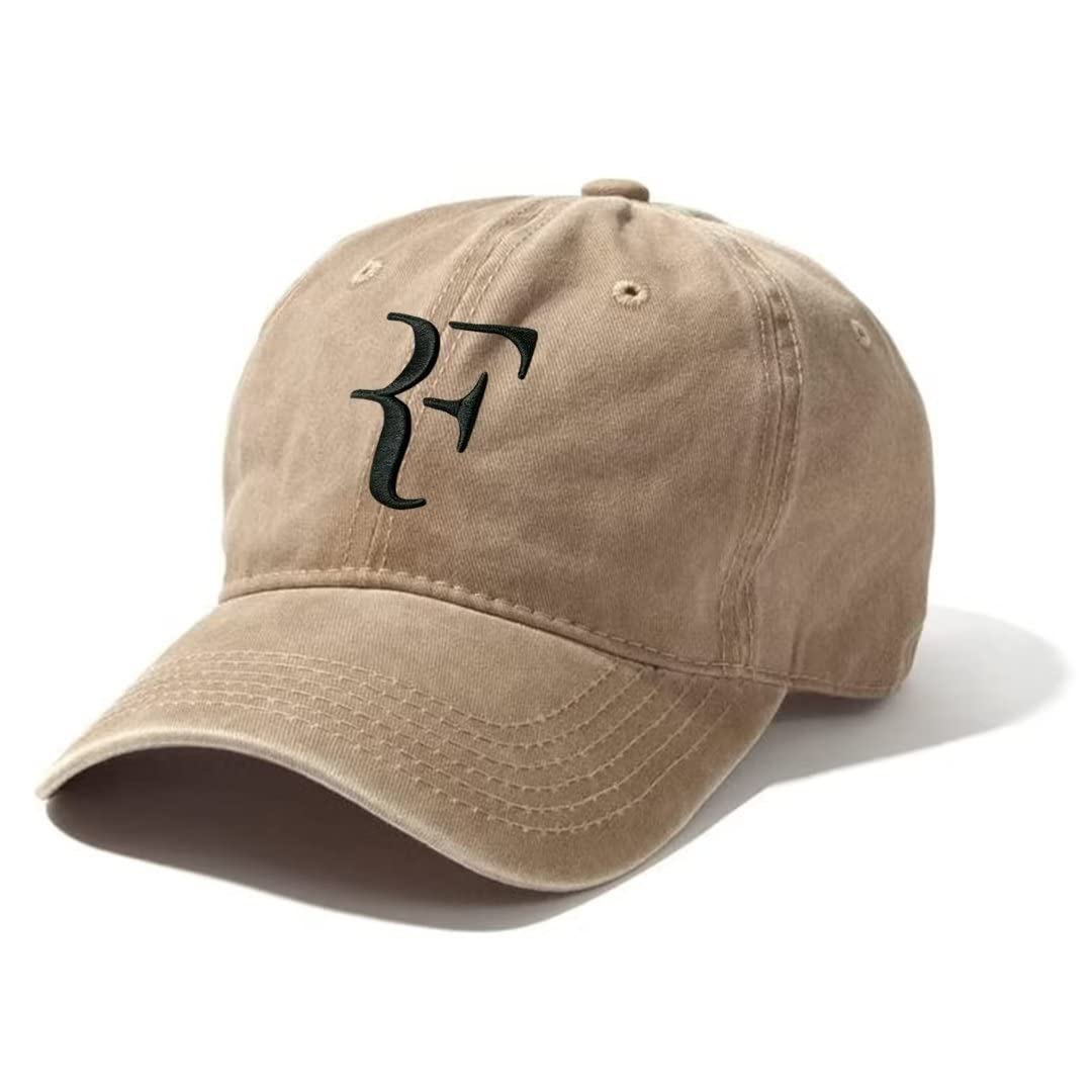 ROGER FEDERER Hat Embroidered Men's Women's Hat Adjustable Vintage Washed Denim Baseball Running Baseball Cap Natural