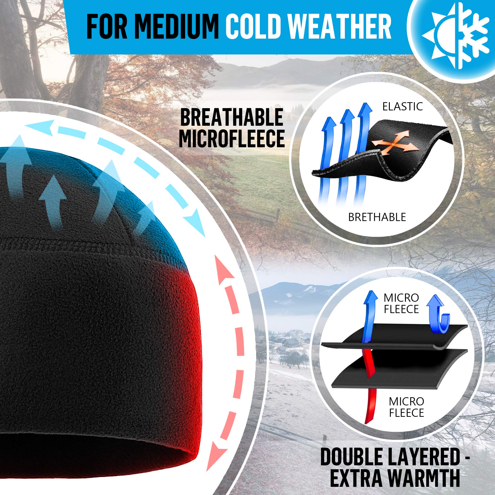 M-Tac Fleece Watch Cap - Army Military Tactical Beanie Hat Winter Skull Cap (Black, L)