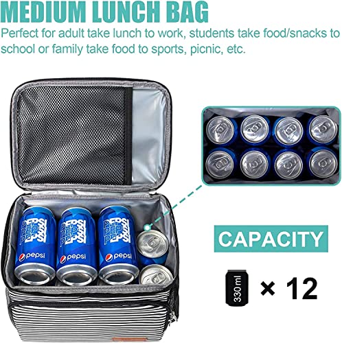 MAXBA Reusable Lunch Box, Insulated Lunch Bag, Office Work Picnic Beach, Lunch Bag for Women, Leak Proof Freezer Bag, Adjustable Shoulder Bag Ladies Lunch Bag
