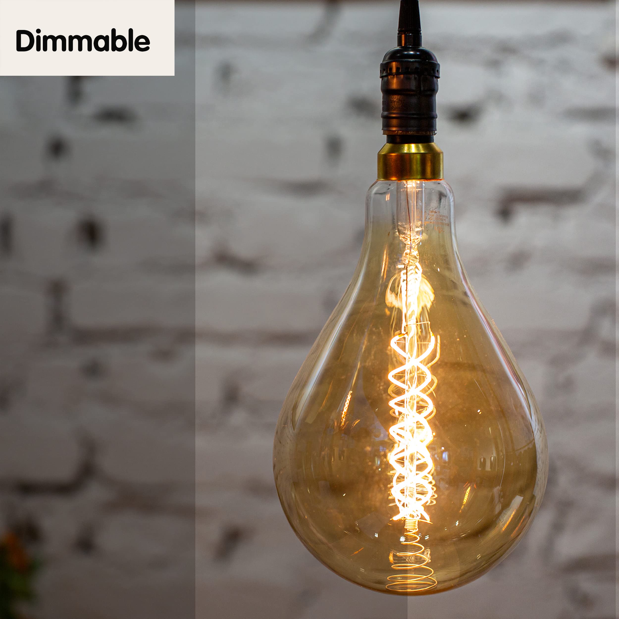 Mveriud PS52 LED Decorative LED Large Bulb for Pendant Light, 2200K Warm White, Amber Glass, 300LM, E26 Medium Base. 6.5W(40W Equivalent), CRI90
