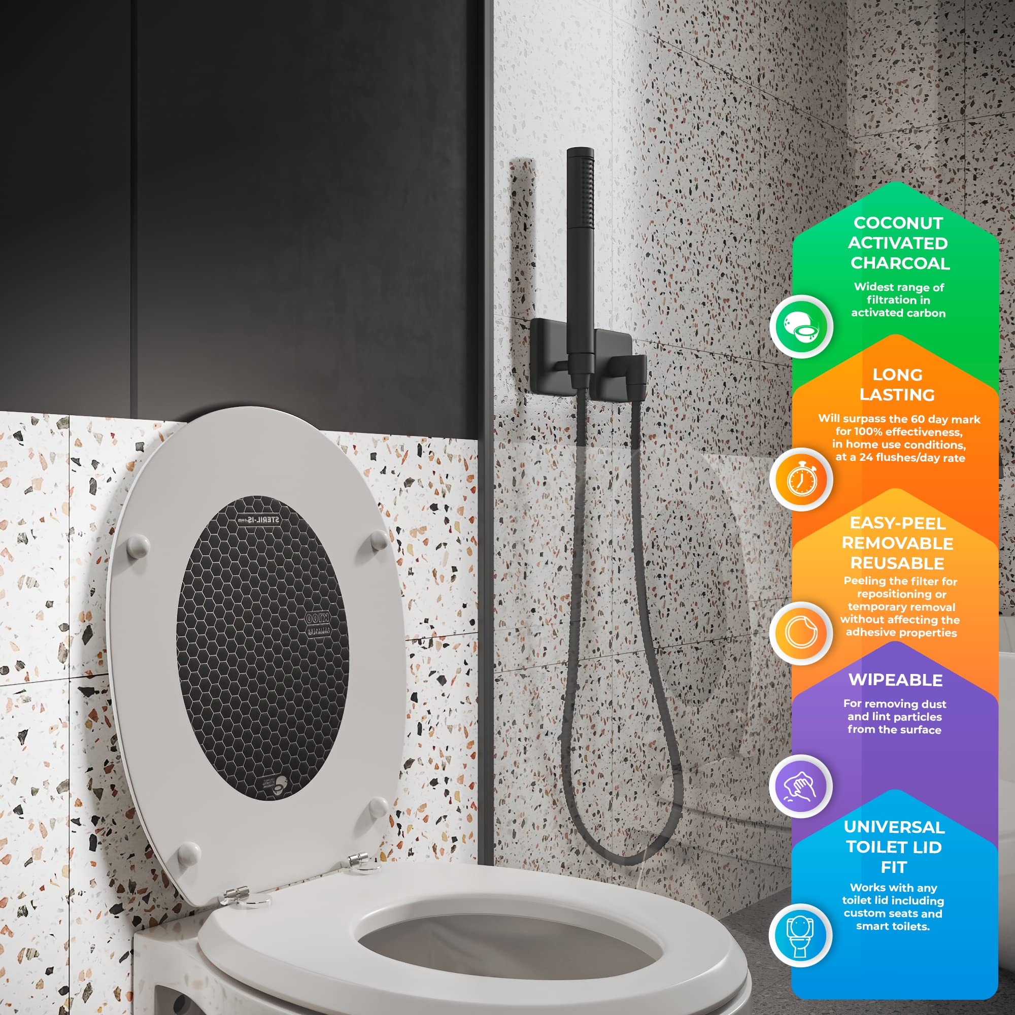 STERIL-IS Activated Charcoal Toilet Seat Air Purifier Activated Carbon Filter 3 Pack