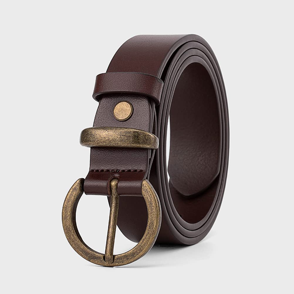 Variyming Women's Belt Genuine Leather Casual Jeans Pants Belt Coffee 100