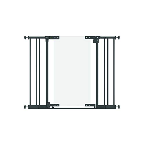 Perma Child Safety Clear Ultimate Safe Step Secure Handle Auto Close Pressure Mounted Gate, Warm Black, Fits Openings 36.6"-40.2" Wide, 2X 4 Extensions Included