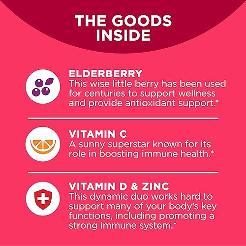 OLLY Immunity Powder, Daytime Immune Support, Elderberry, Vitamin C, D, Zinc, Fizzy Drink Mix, Berry Yuzu Lemonade - 10 Count