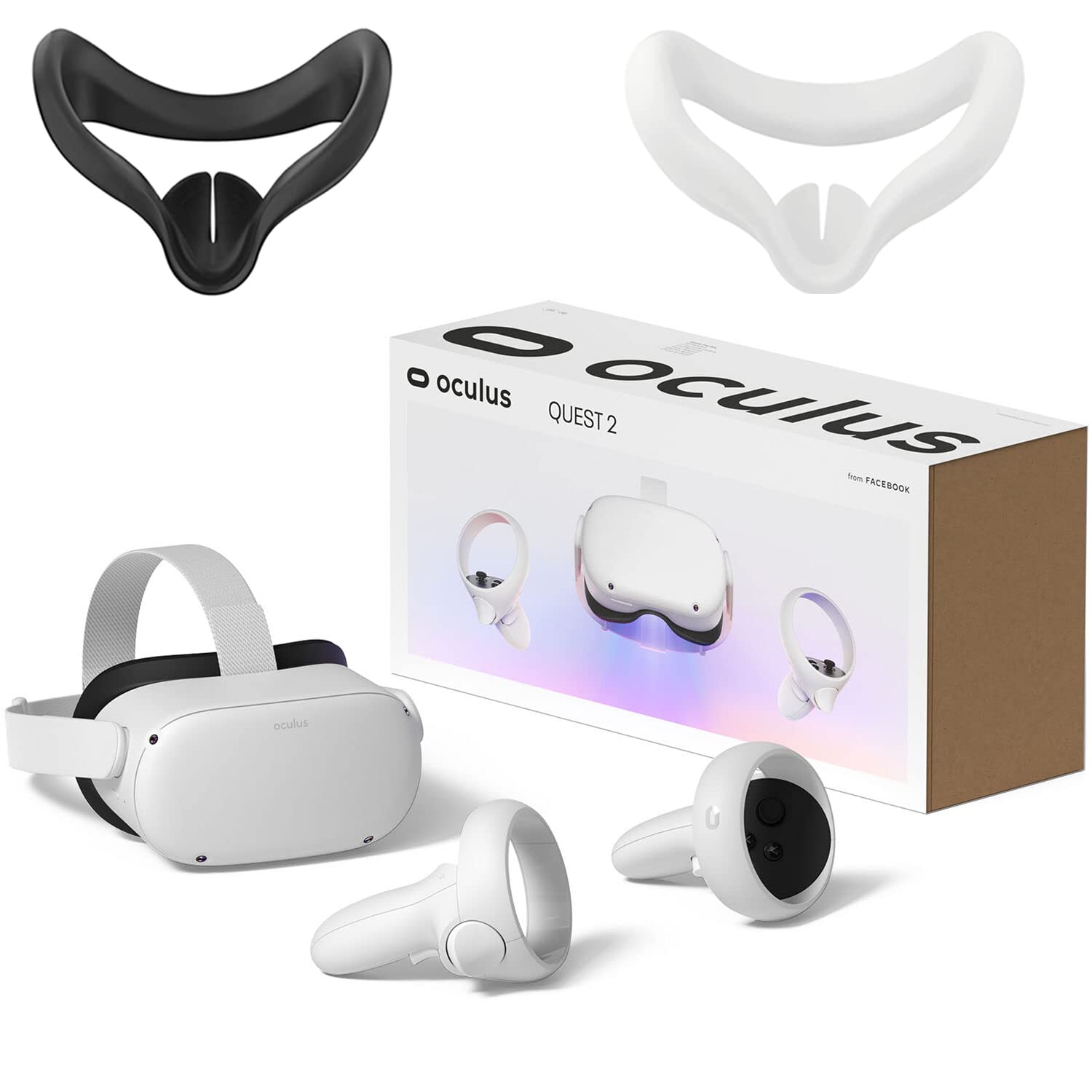 Oculus Newest Quest 2 VR 128GB Bundle for Family Christmas Holiday Entertainments, Advanced All-in-One Virtual Reality Gaming Headset β Silicone Mask Pad & Face Cover