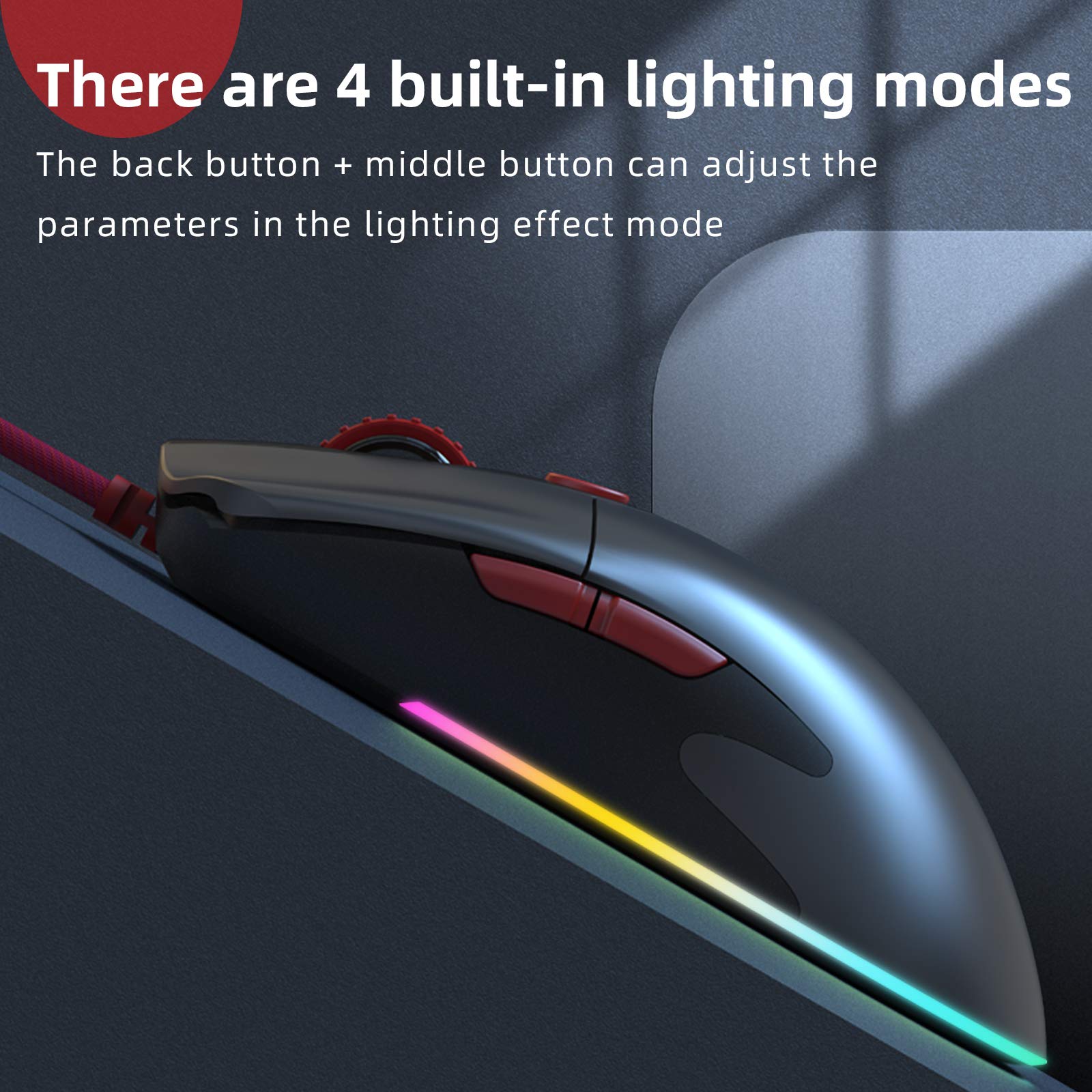 MOTOSPEED Wired Gaming Mouse,RGB Chroma Backlit Gaming Mouse,6 Programmable Buttons, 6400 DPI Adjustable,Comfortable Grip Ergonomic Optical PC Computer Gaming Mice for PC,Laptop,MacBook