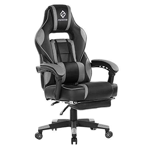 PEROINE Chair Ottomans- High Back PU Leather (Gray/Black)