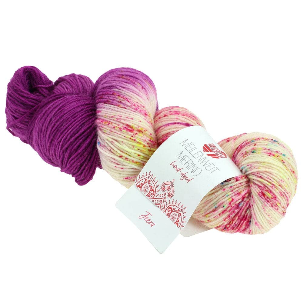 Lana Grossa Hand Dyed Meilenweit 100 Merino Rainbow Yarn, 614 Anuj