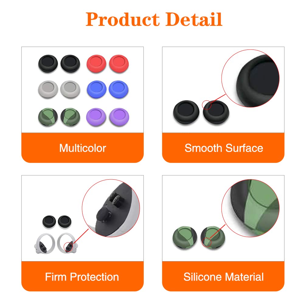 SEAFER Thumb Caps for Oculus Quest 2 / Meta Quest, Sweat Free 100% Silicone Smooth Precision Antislip Rubber Thumb Grip Caps For Oculus Quest 2 Accessories (6 Colors)