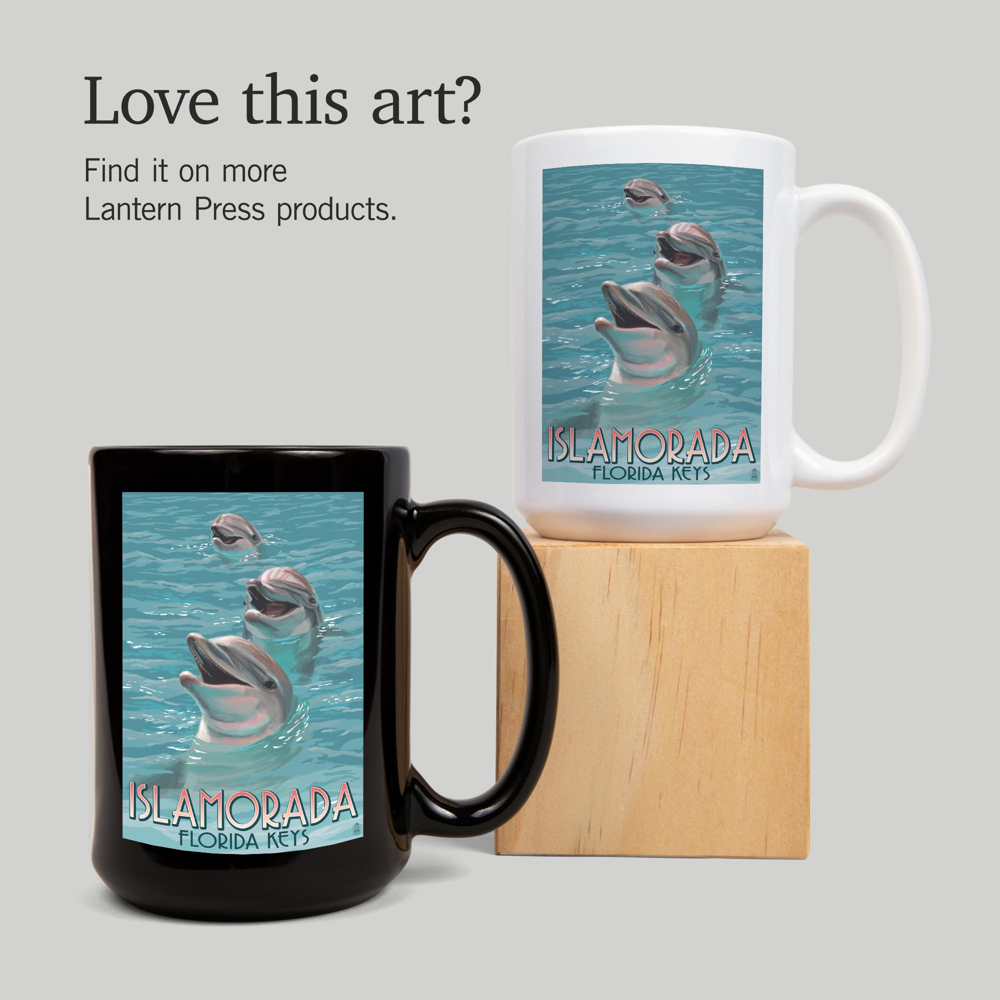 Lantern Press Islamorada, Florida Keys, Dolphins (15oz White Ceramic Coffee and Tea Mug, Dishwasher and Microwave Safe)