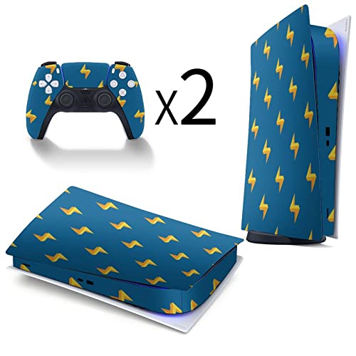 Super Thunder Full Protective Skin Cover Design Wrap Decal Sticker Compatible with PS5 Digital Edition Console and Controller