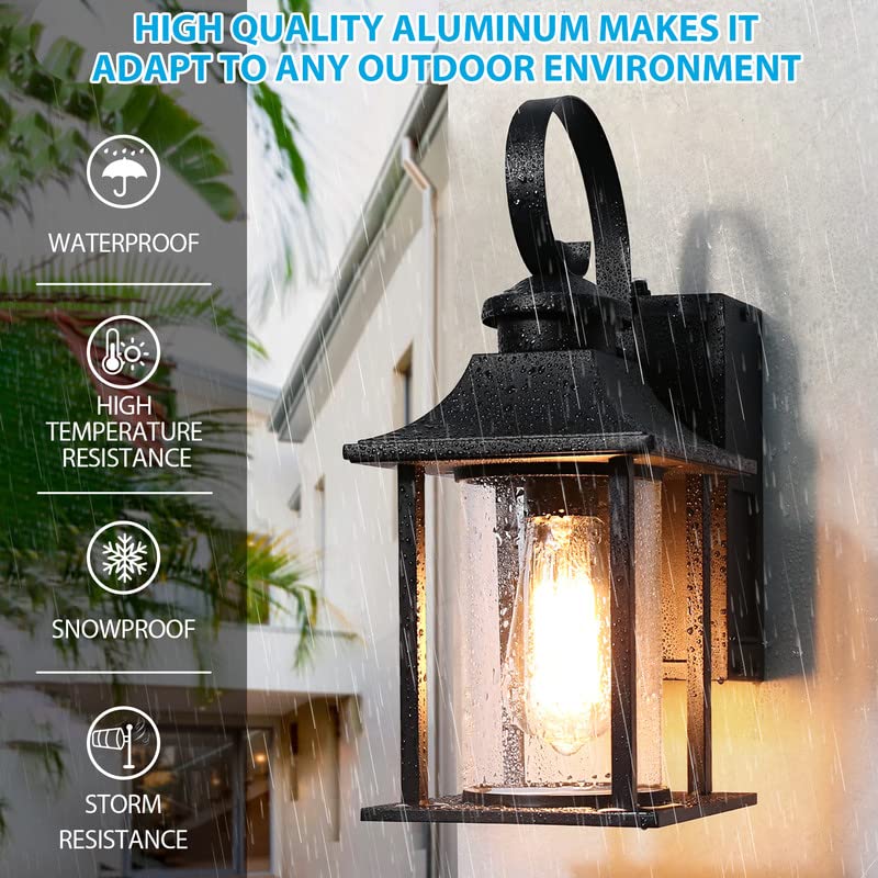 VDKK Porch Lights with GFCI Outlet,Dusk to Dawn Outdoor Light Fixture with Plug Waterproof Light Exterior Wall Mount,Anti-Rust Outside Lantern for House Garage Front(Without Bulb)