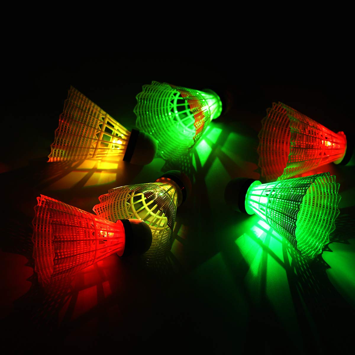 MoKo LED Badminton Shuttlecocks 6 Pack, Sports Nylon Outdoor Shuttlecocks Led Badmitton Set Lighting Badminton Birdies Glow Shuttlecock Glow Lighting Badminton Sets for Yard Game - White