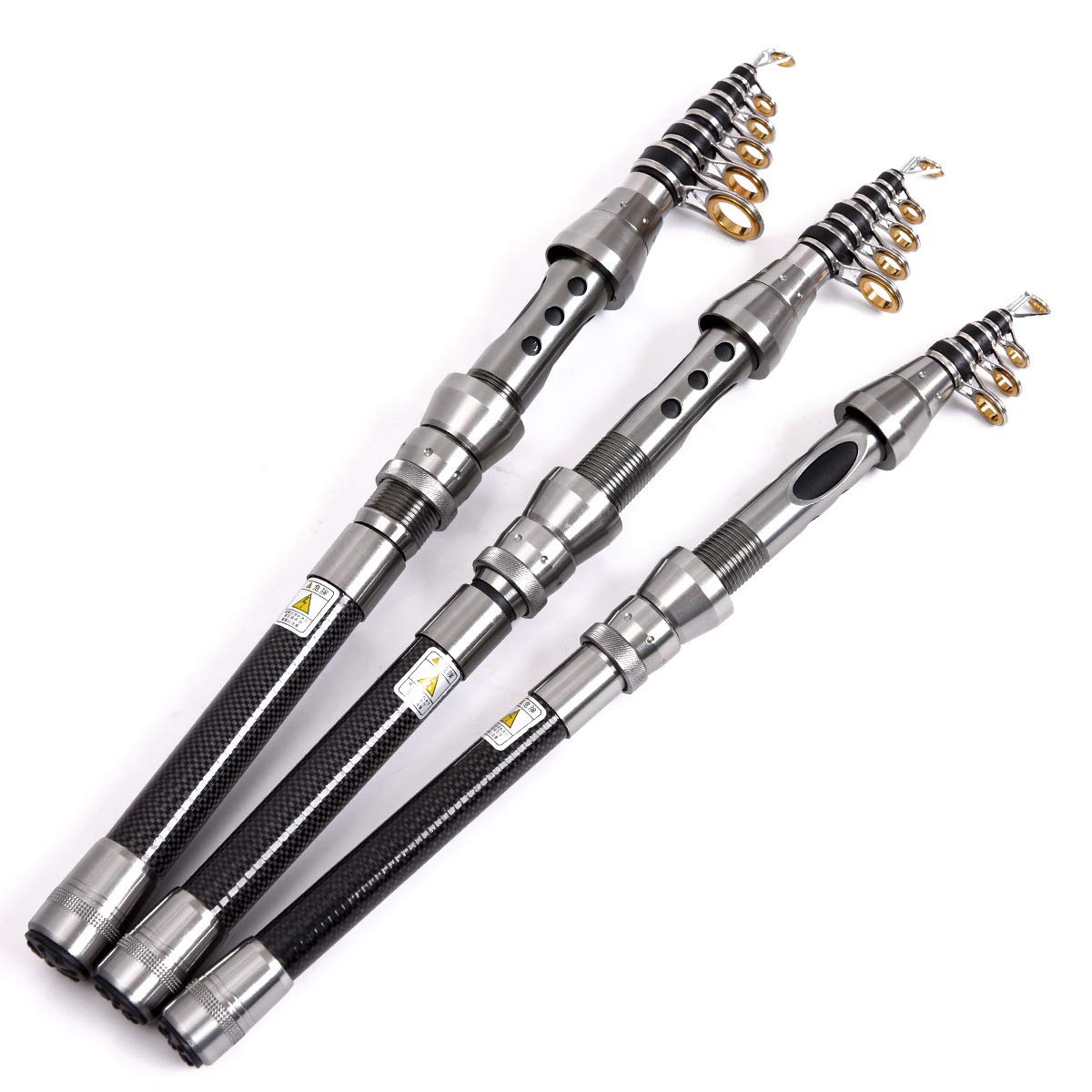 Maraehan Jackgold Collapsible Fishing Rod,Telescopic Fishing Rod,Ultralight Fishing Rod with Portable Retractable Handle, Stainless Steel Guides- Carbon Fiber Pocket Fishing Pole, 2.1