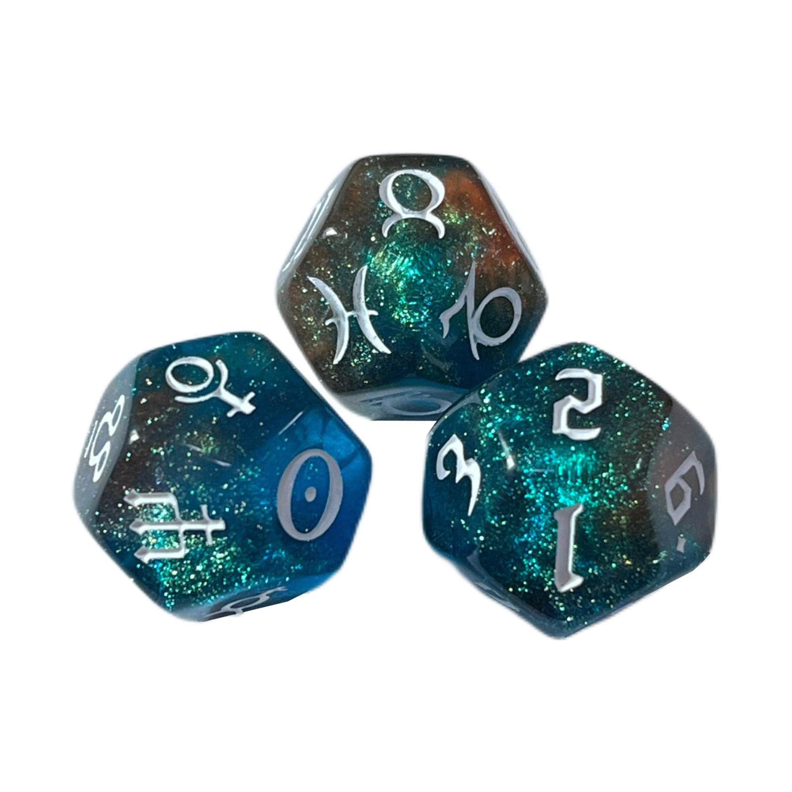 Vaveren 3 Pieces Astrology Dice Constellation dice Polyhedral Dices Set for Role Playing Game Cards Bar Family Gathering Accessores, Style D