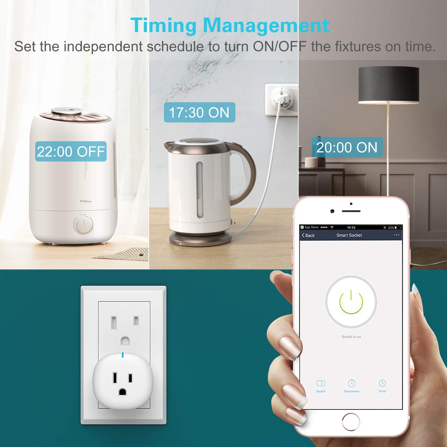 MoKo WiFi Smart Plug, [2 Pack] Mini WiFi Outlet Mini Socket Work with Alexa Echo, Google Home, SmartThings, APP Remote Control Timer Plug, 10A Only Supports 2.4GHz Network No Hub Required, White