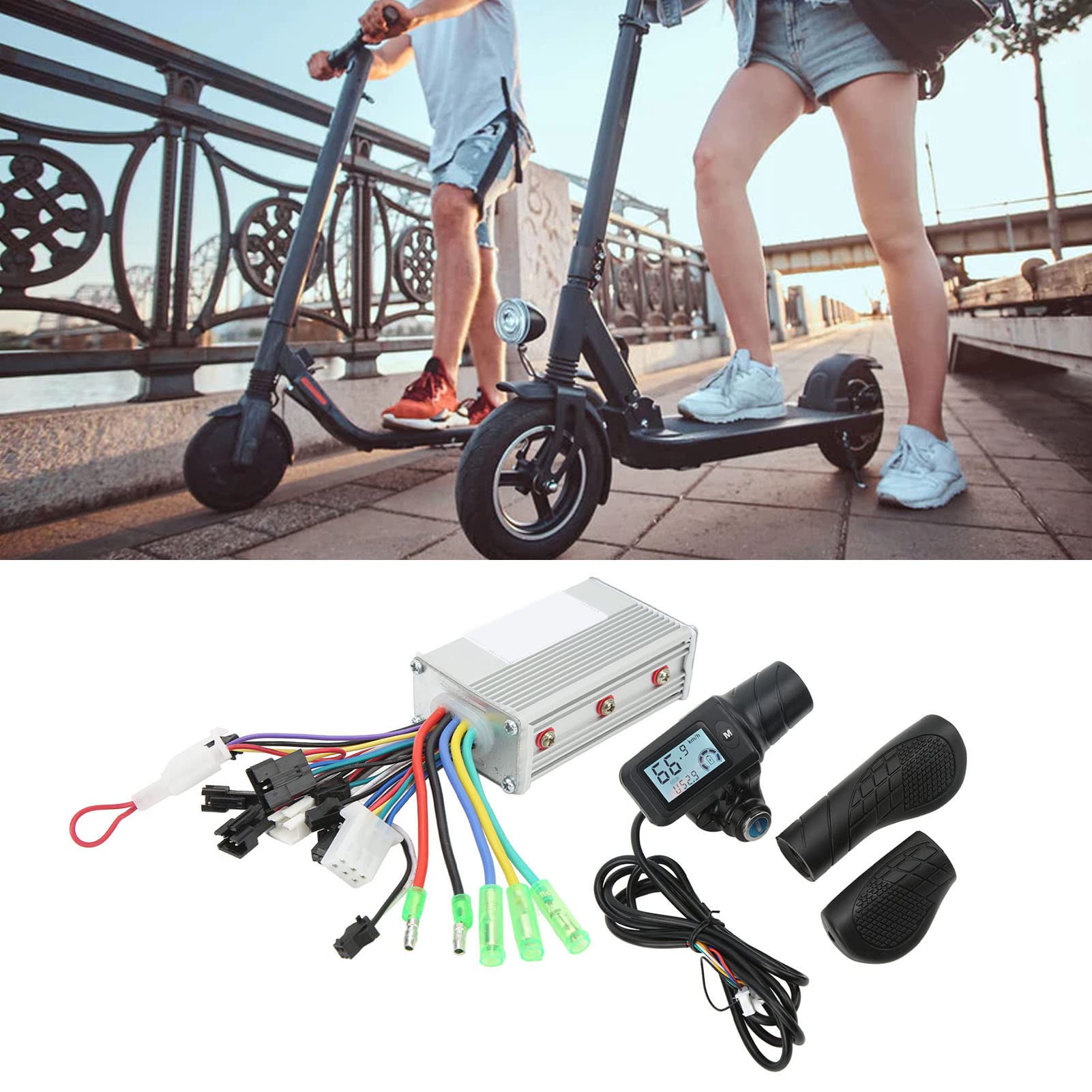 VBESTLIFE Brushless Motor Controller, Electric Bike Scooter Brushless Motor Controller 36V 48V 350W with 805 LCD Display Throttle Pants Men