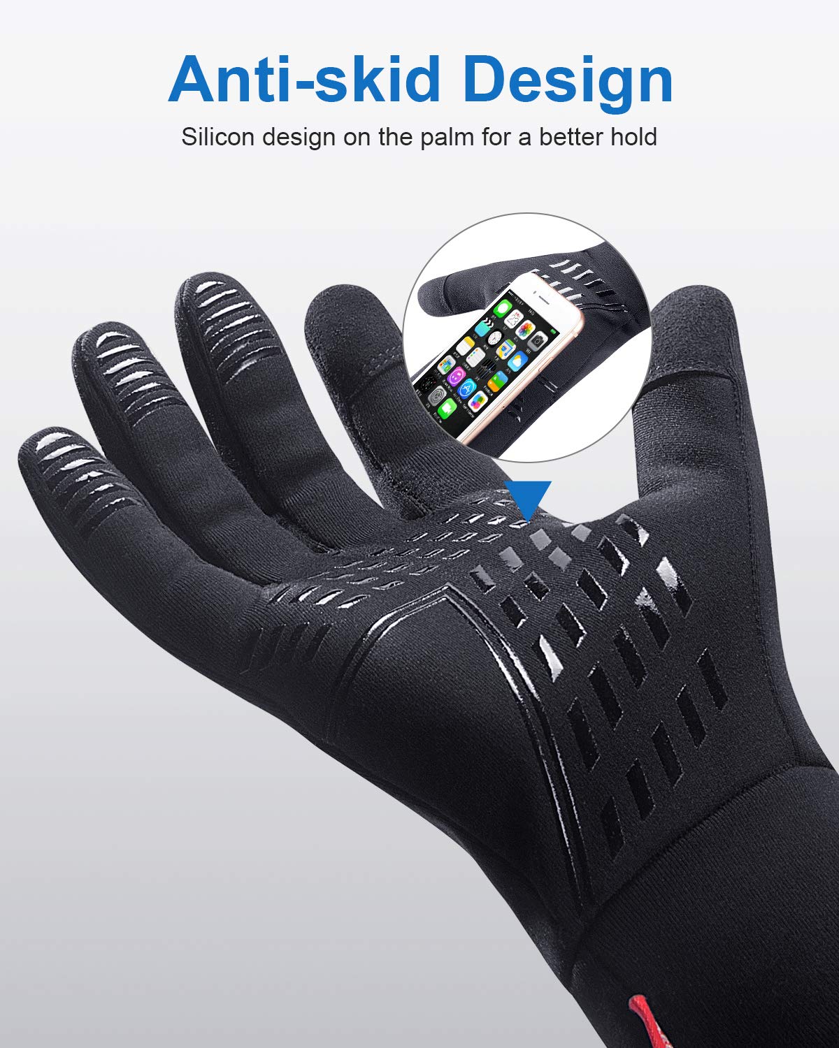 Lanyi Running Gloves Lightweight Cycling Sports Work Black Gloves Men Women Windproof Anti-Slip Touchscreen Compression Liner Gloves (S)