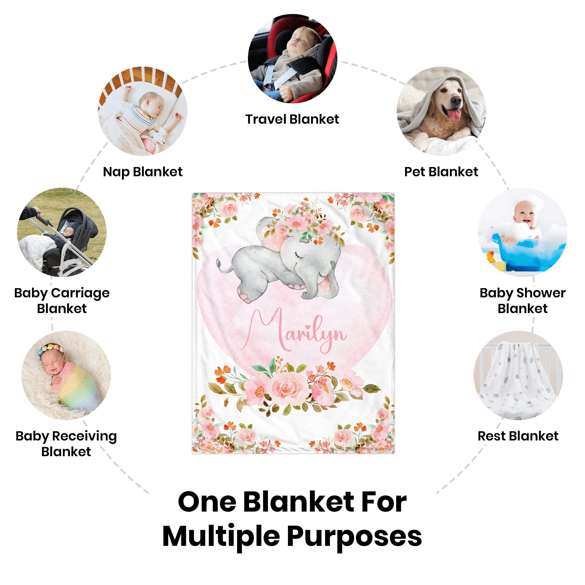 Personalized Baby Blanket for Girls Boys, Custom Baby Blanket with Name, Super Soft Personalized Gifts Blanket for Kids, Personalized Name Blanket for Birthday, Party, Valentine's Day