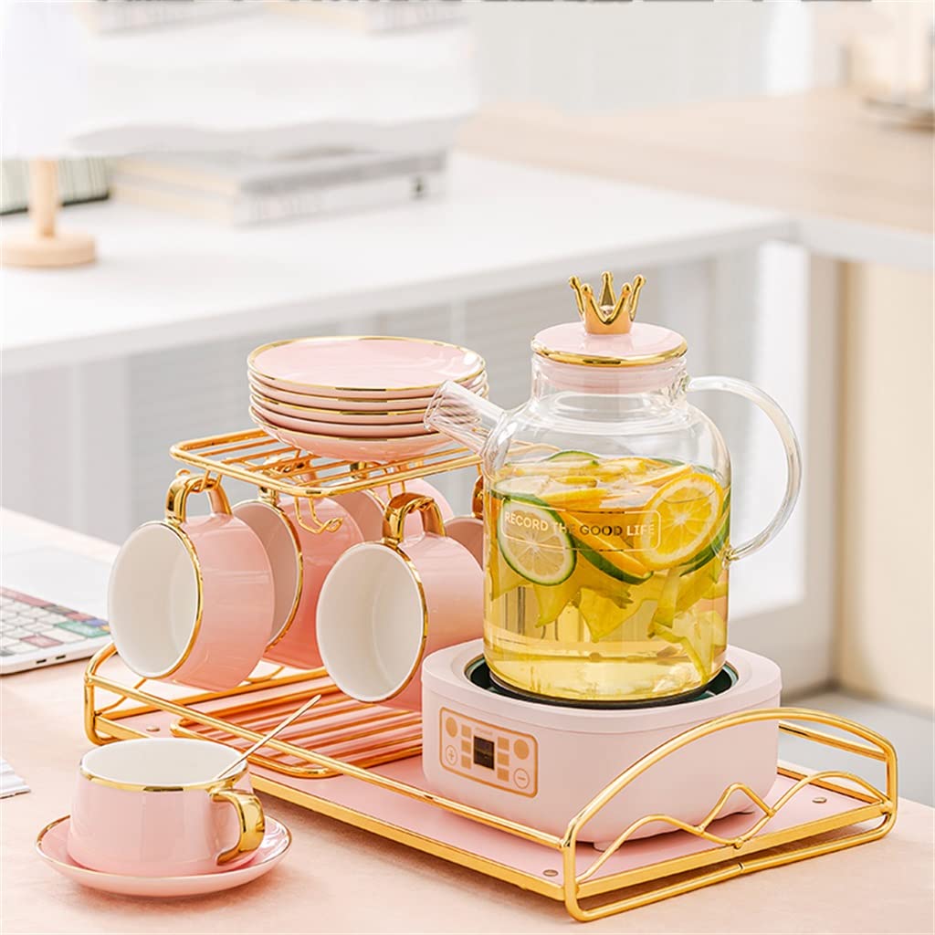 LOCZEK Pot Multi-Functional Home Office Small Fully Automatic Flower Tea Stew Electric Kettle Set/Pink/1.8L