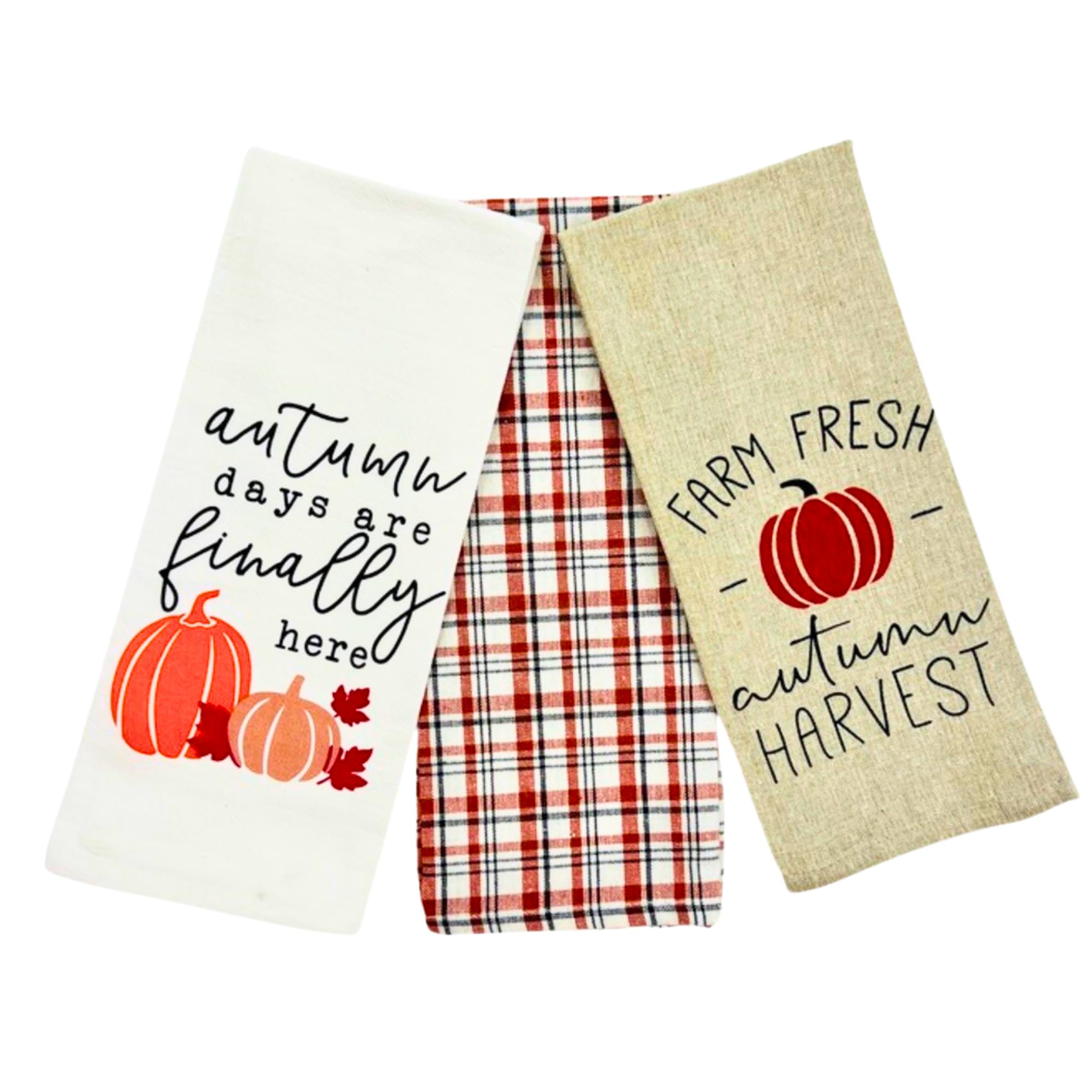 Serafina Home Farmhouse Kitchen Dish Towels: Autumn Days are Finally Here, Enjoy! Pumpkin Theme (Design 4)