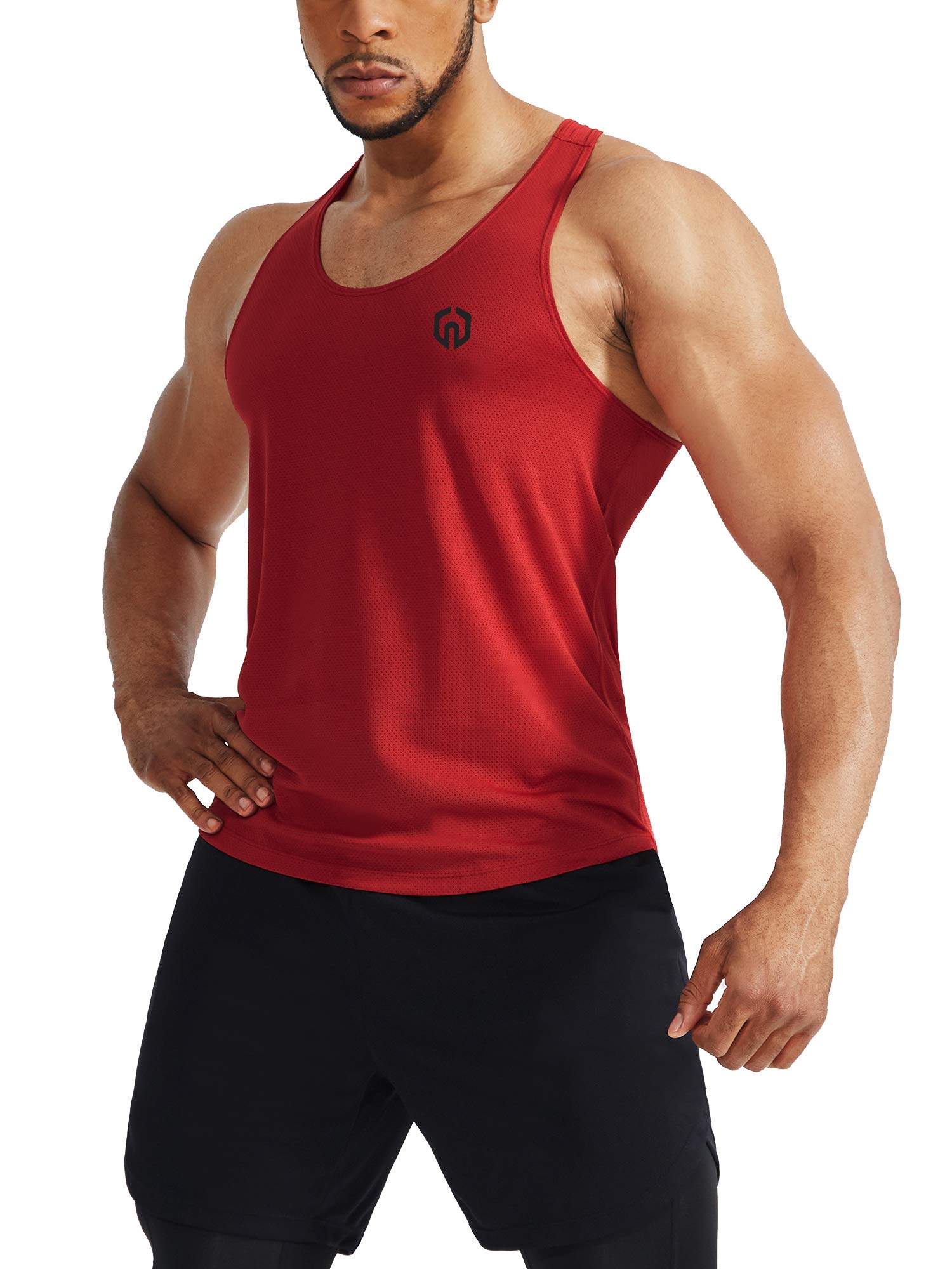 NELEUS Men's Workout Running Tank Top Sleeveless Gym Athletic Shirts Pack of 3,5080,Blue/Red/Yellow,S