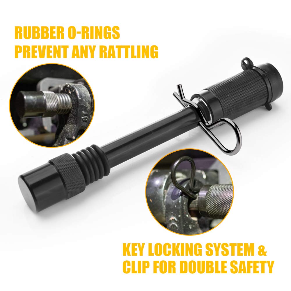 MICTUNING Trailer Hitch Lock Pin Set 5/8 and 1/2 Inch with One Locking System Anti-Rattle for Class I,II,III,IV,V Hitches