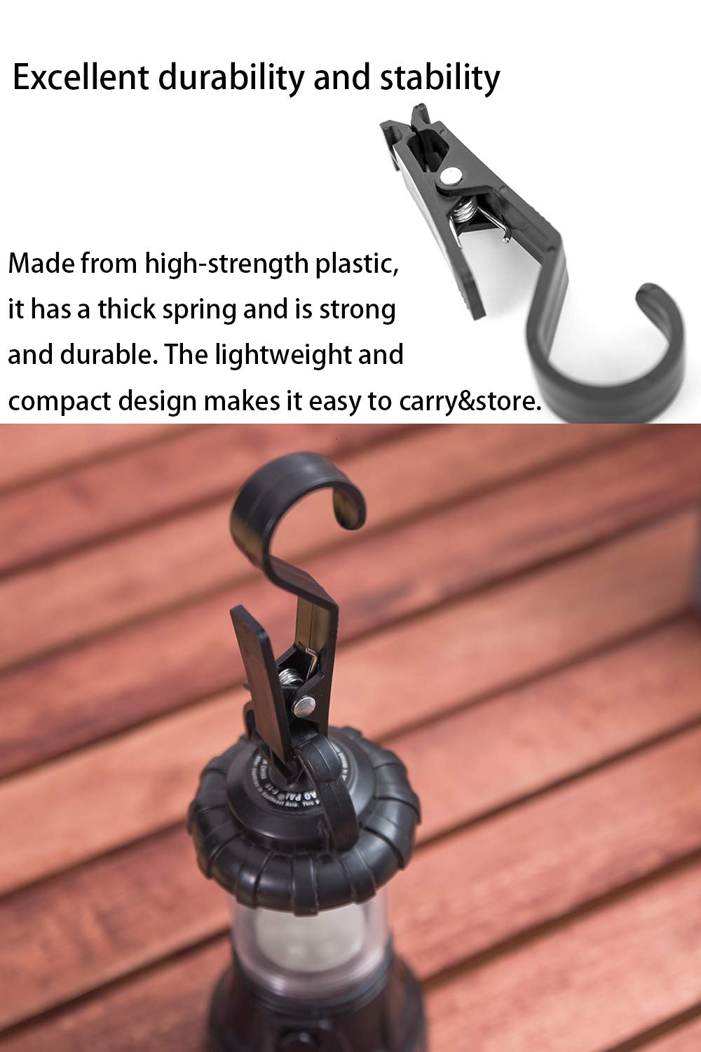 OMUKY Light Hook Multifunctional Tent Canopy Clip Outdoor Camping Equipment Accessories Practical Clothespin 4pcs (Black-4pcs)