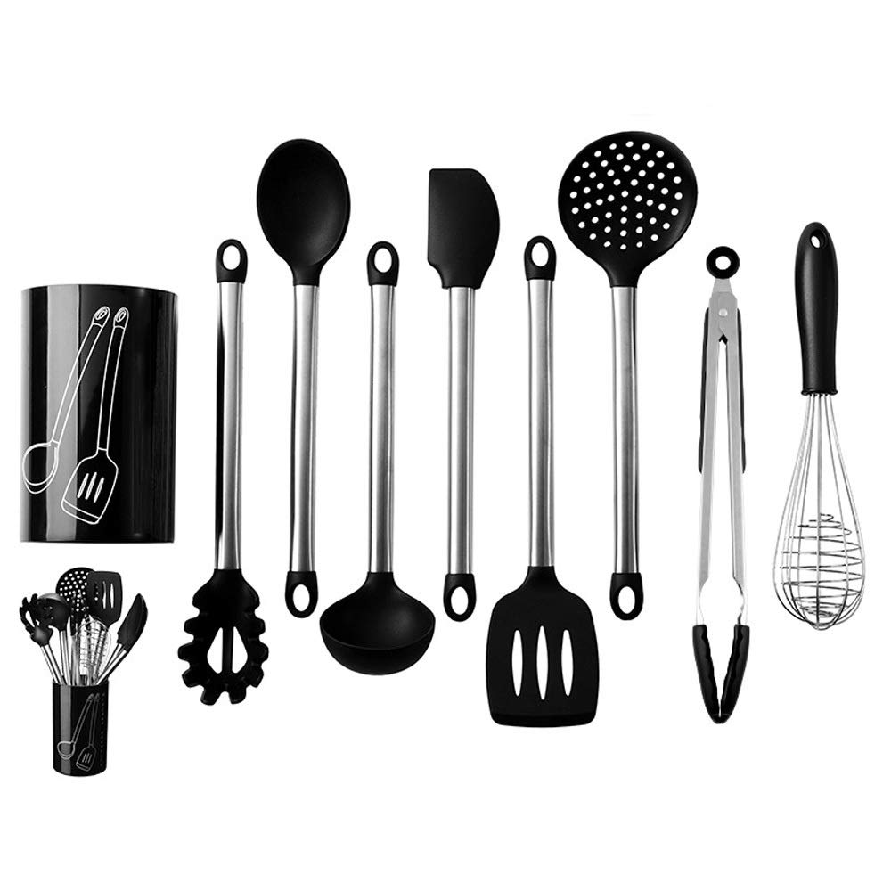 LMMDP 9 in 1 Silicone Handle Cookware Silica Gel Utensils Kitchenware Non Stick Pan Shovel Spoon Spatula Kitchen Cooking Tool Set
