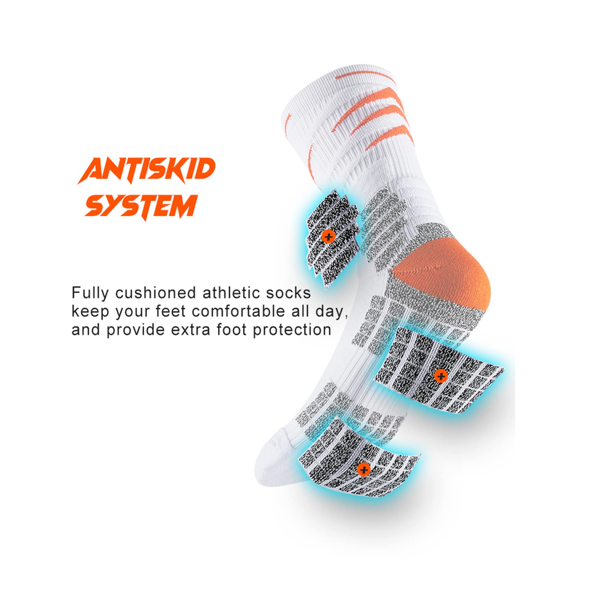 Veadoorn 4pack Basketball Socks Cushioned Athletic Crew Socks Thick Compression Sports Socks for Men & Women (pro,L)