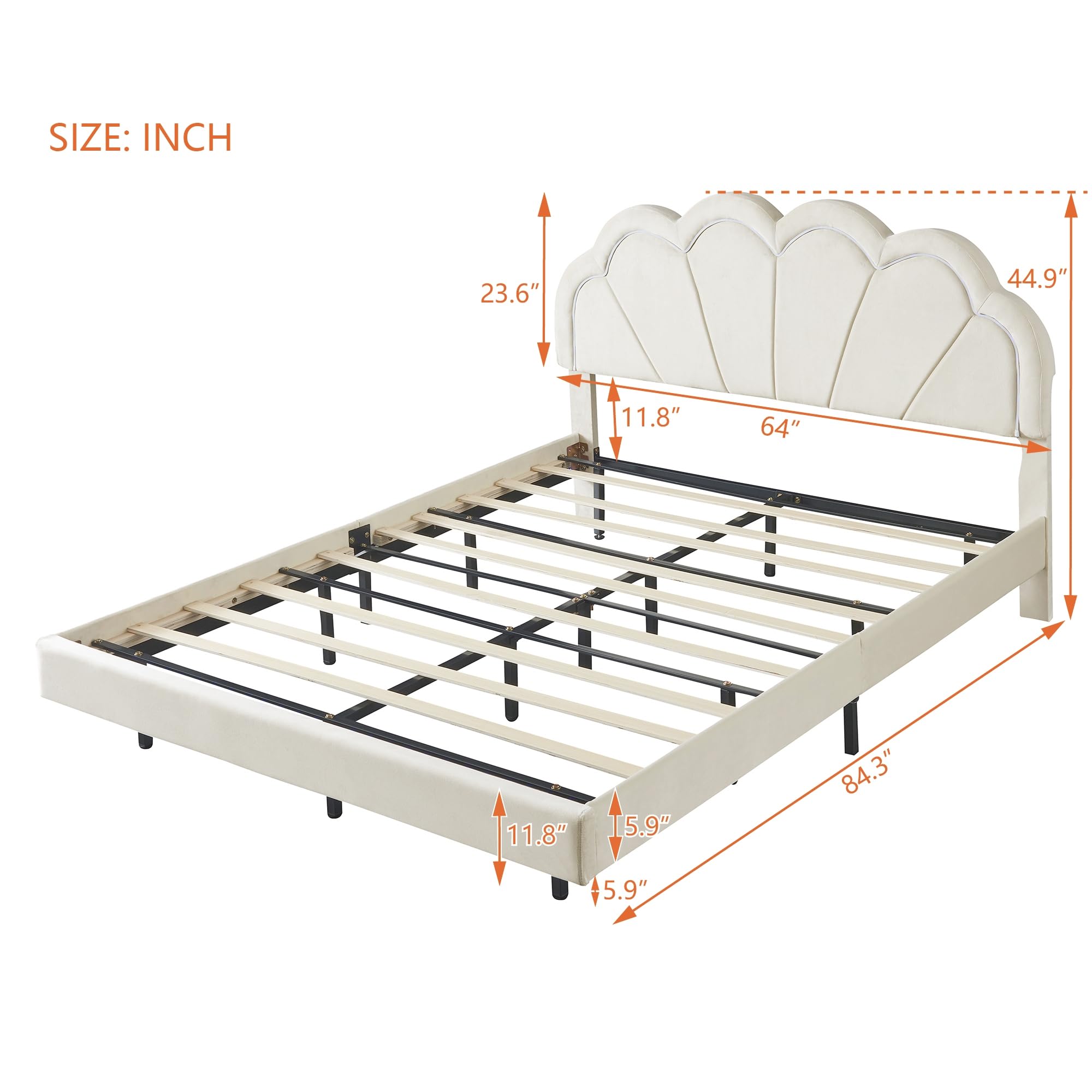 Queen Bed with Storage and LED Lights, Modern Upholstered Platform Beds with 4 Storage Drawer, LED Bed Frame with Tufted Headboard and Slats Support, No Spring Box Needed, Queen Size, Linen Gray